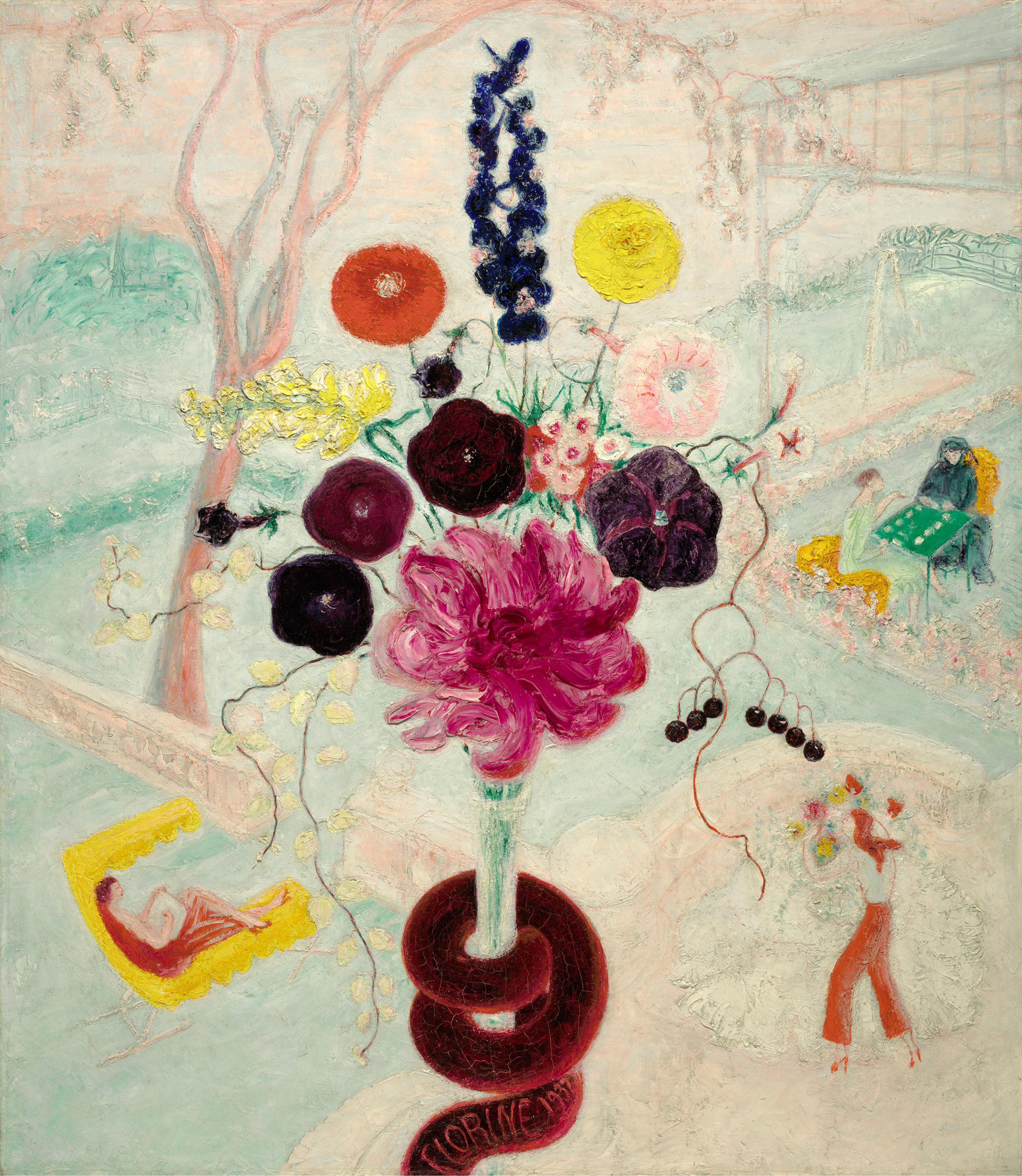Birthday Bouquet (Flowers With Snake) by Florine Stettheimer Birthday Bouquet (Flowers With Snake) by Florine Stettheimer